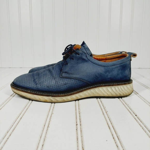 Ecco | Shoes | Ecco Mens St Hybrid Plain Toe Blue Leather Slip On Lace ...